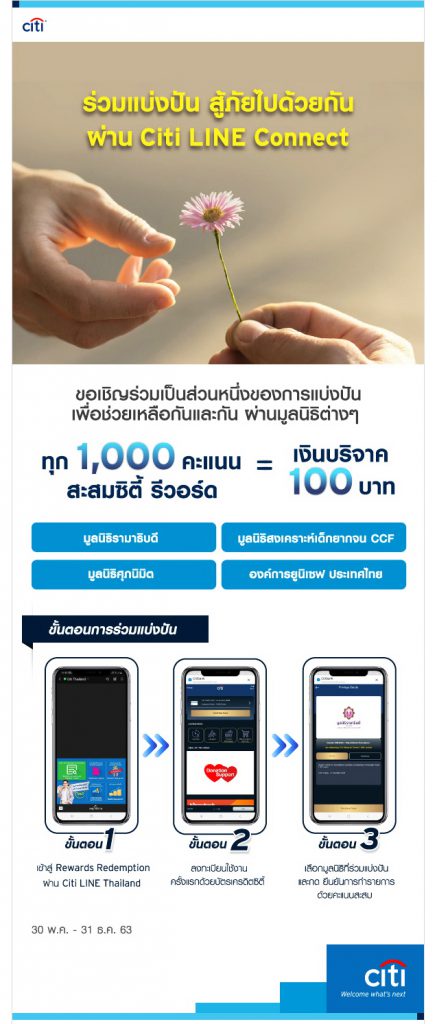 ซิตี้ ชวนแบ่งปันสู้ภัยโควิด-19 ผ่าน Citi LINE Connect สู่มูลนิธิต่างๆ ...